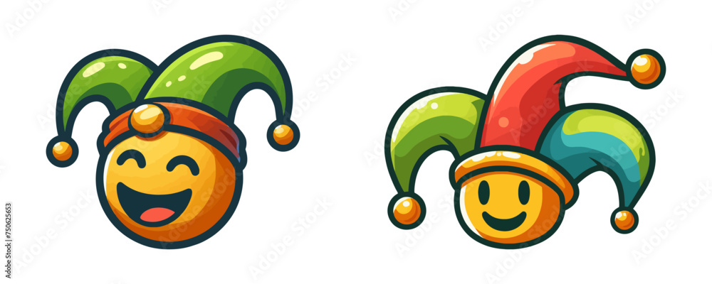Cute Jester Face. Cartoon Vector Stock Vector | Adobe Stock