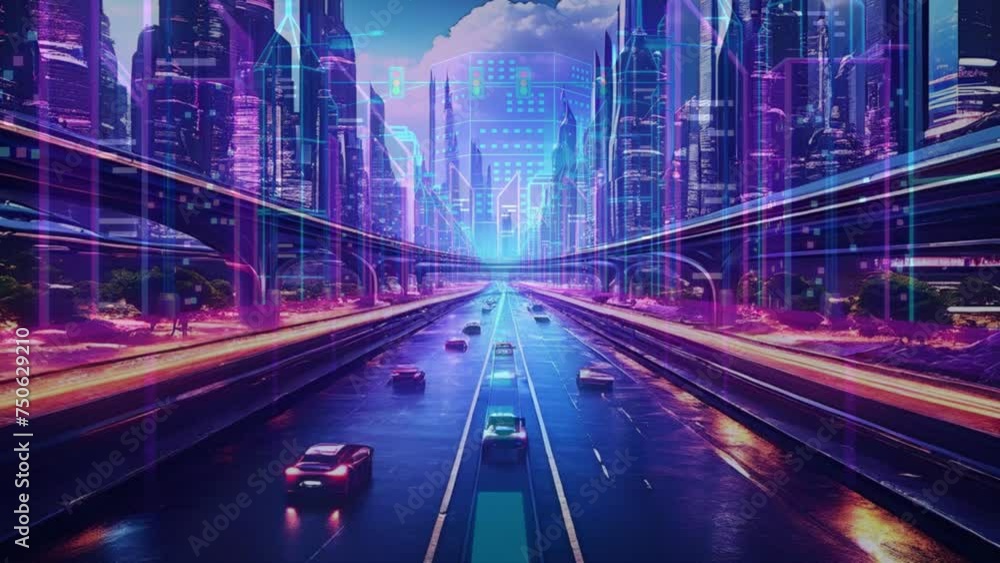 Digital city concept with roads and transport. Artificial Intelligence ...