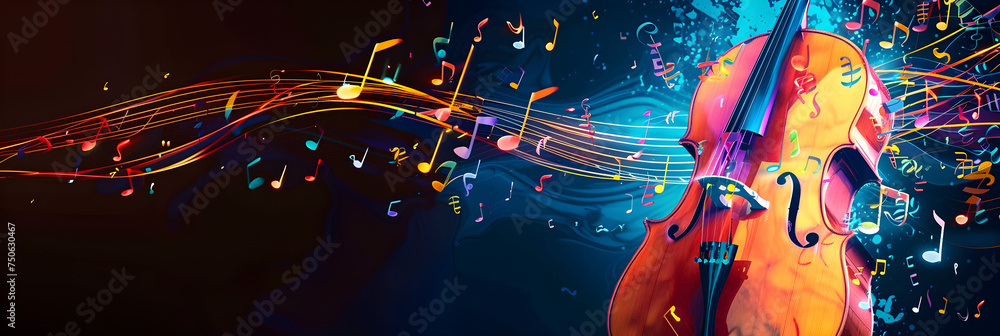 Cello and colourful music notes Stock Illustration | Adobe Stock