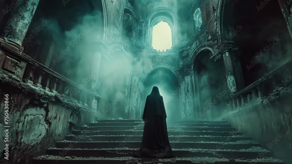 Black female ghost silhouette. Beautiful scary horror scene. Mystery ...