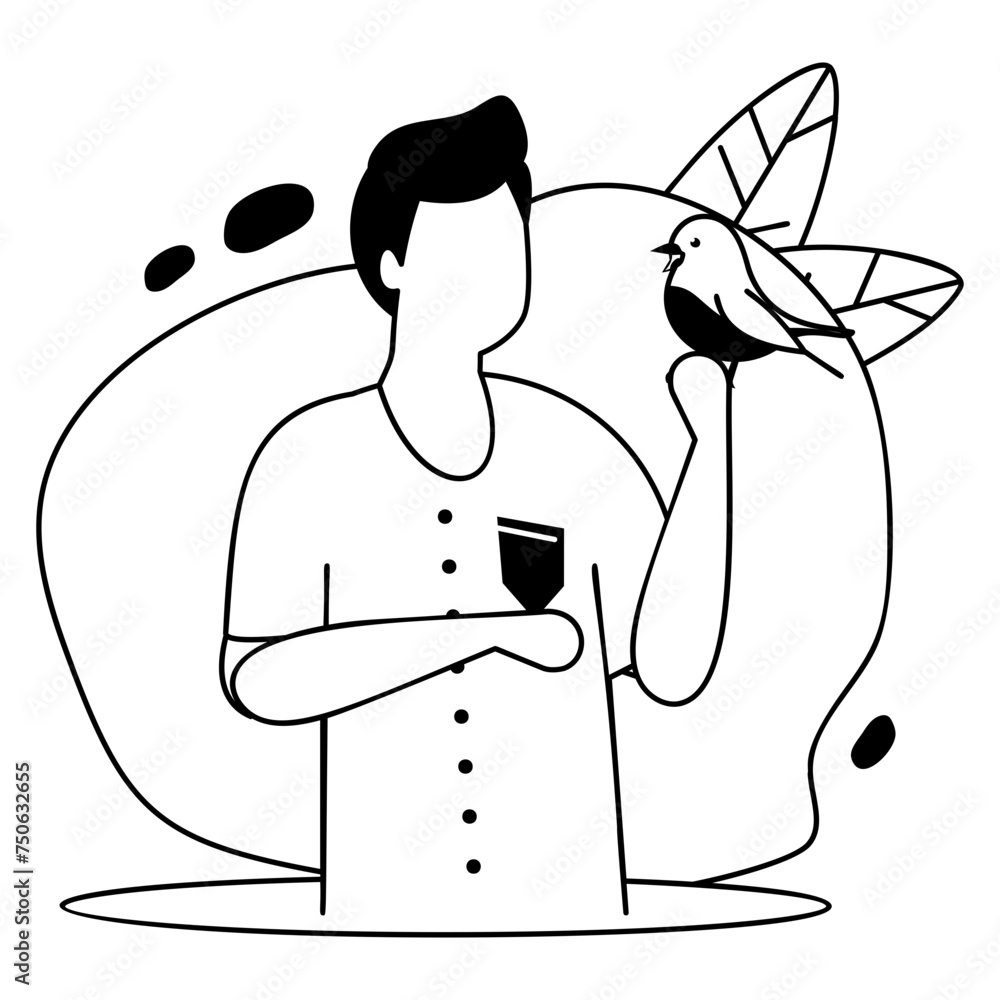 Bird breeder or fancier vector design, Pet Care or Sitting Symbol ...