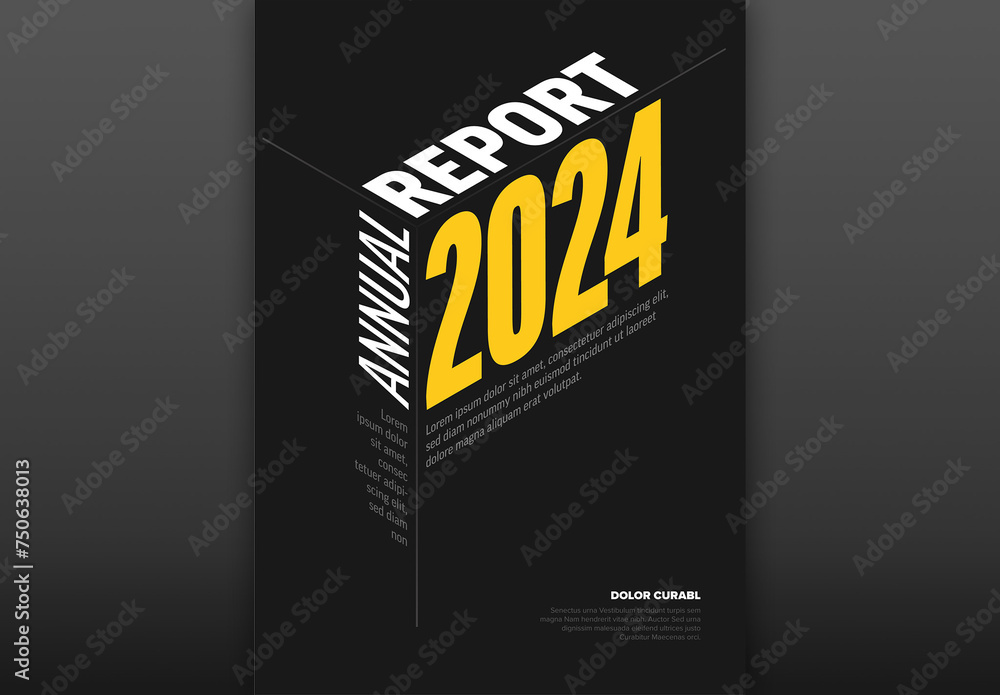 Blck and yellow modern annual report front cover page template with ...