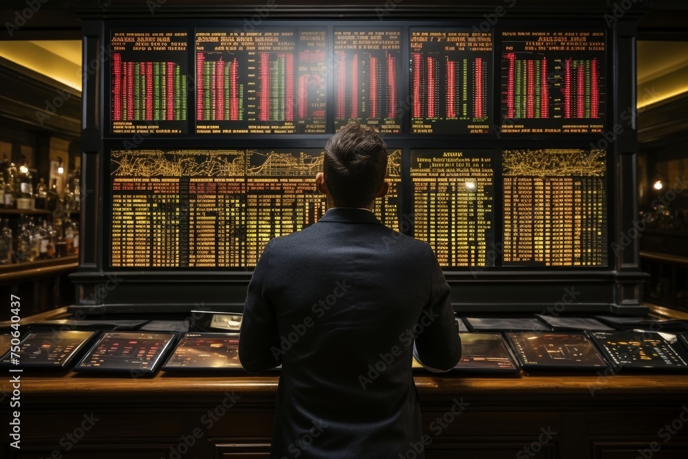 Stock Market charts on a futuristic screen, Stock market trading floor ...