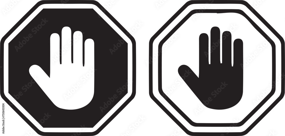 Stop road sign. hand stop sign and symbol. Stop icon vector. Stock ...