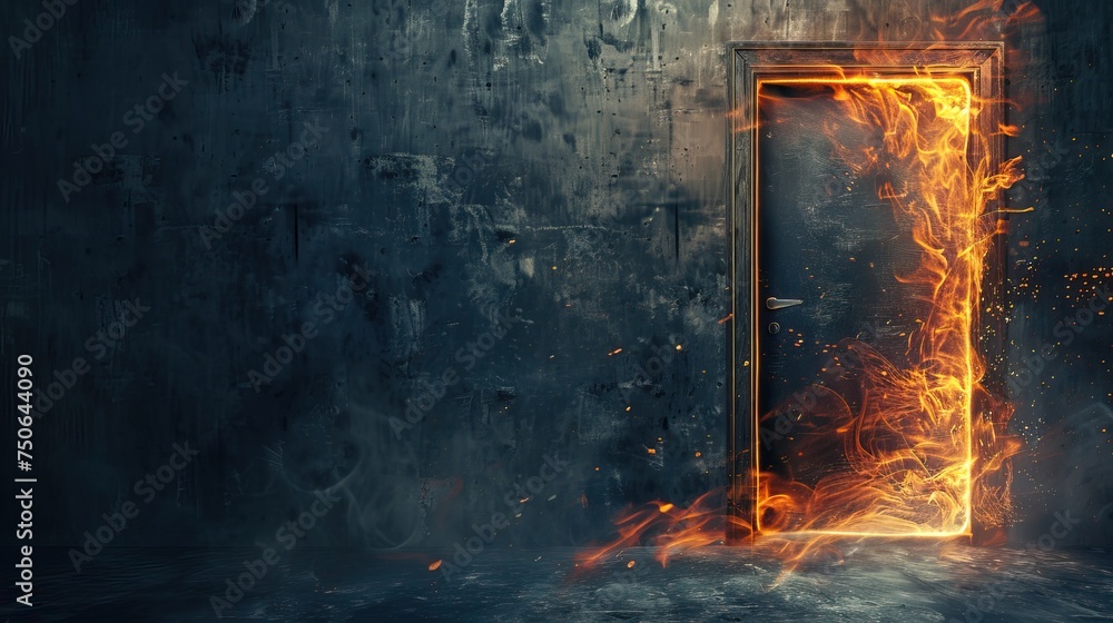 a locked door with ominous energy bursting out of the cracks Stock ...