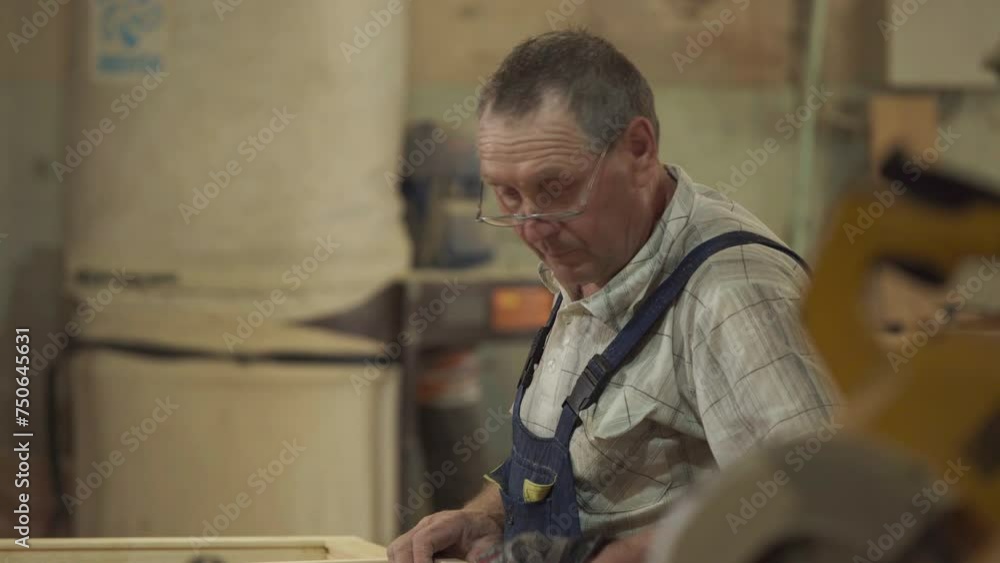 Professional Worker Handcrafting Frame For Window Production In ...