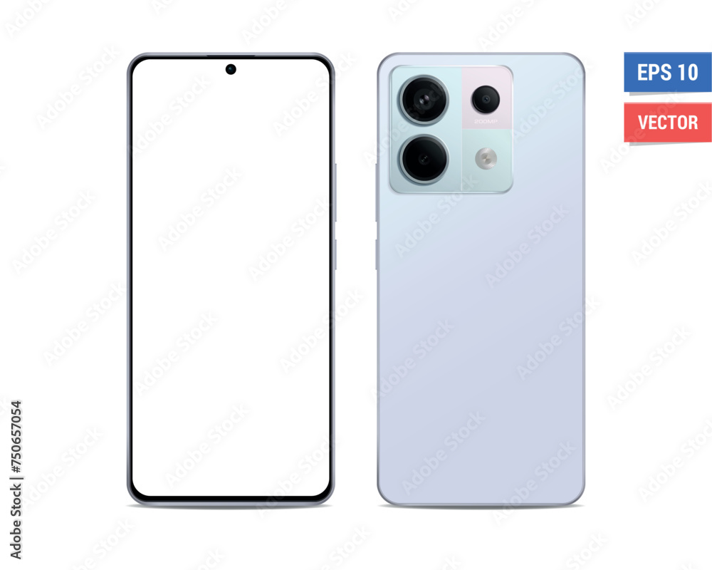 Realistic vector flat Xiaomi Redmi Note 13 Pro 5G mockup with blank ...