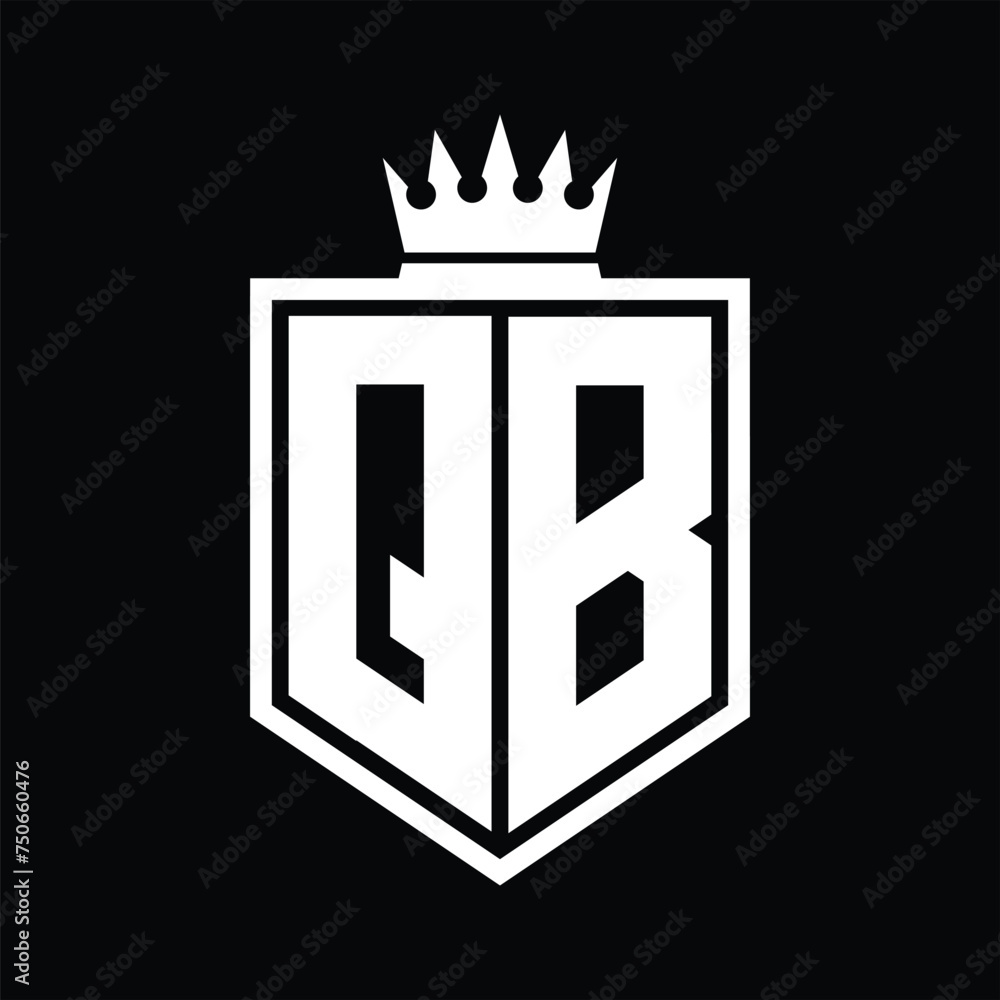 Vetor de QB Logo monogram bold shield geometric shape with crown ...