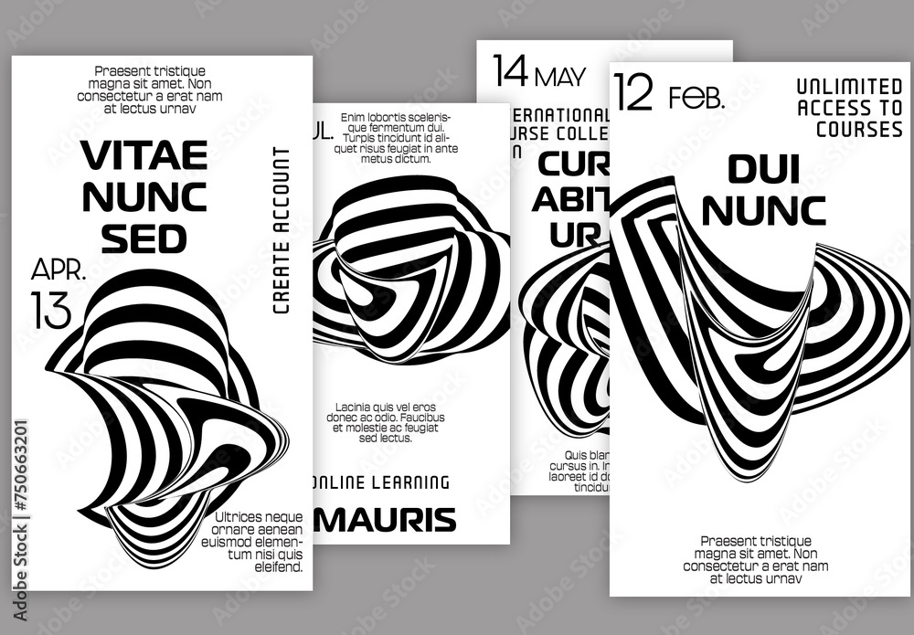 Social Media Post Layout Abstract Black and White Distorted Circle 3D ...