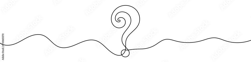 Continuous editable line drawing of question mark. One line drawing ...