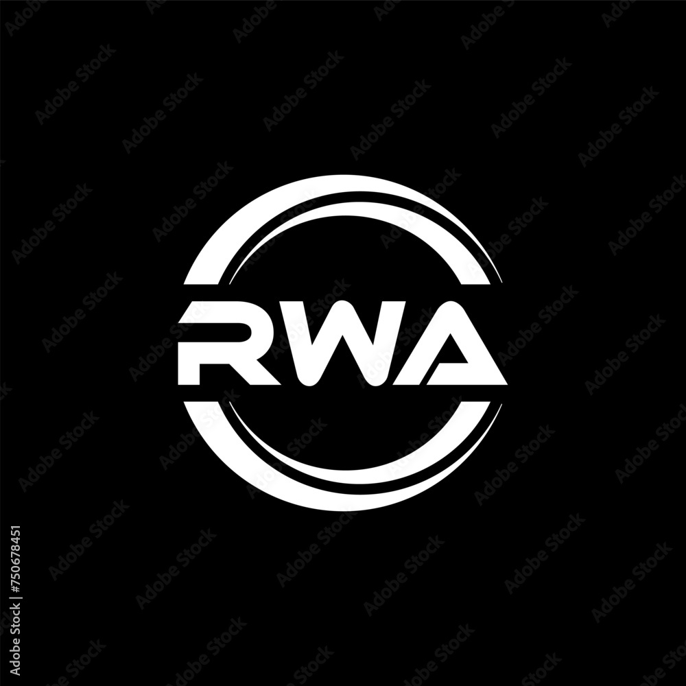 RWA letter logo design with black background in illustrator, vector ...