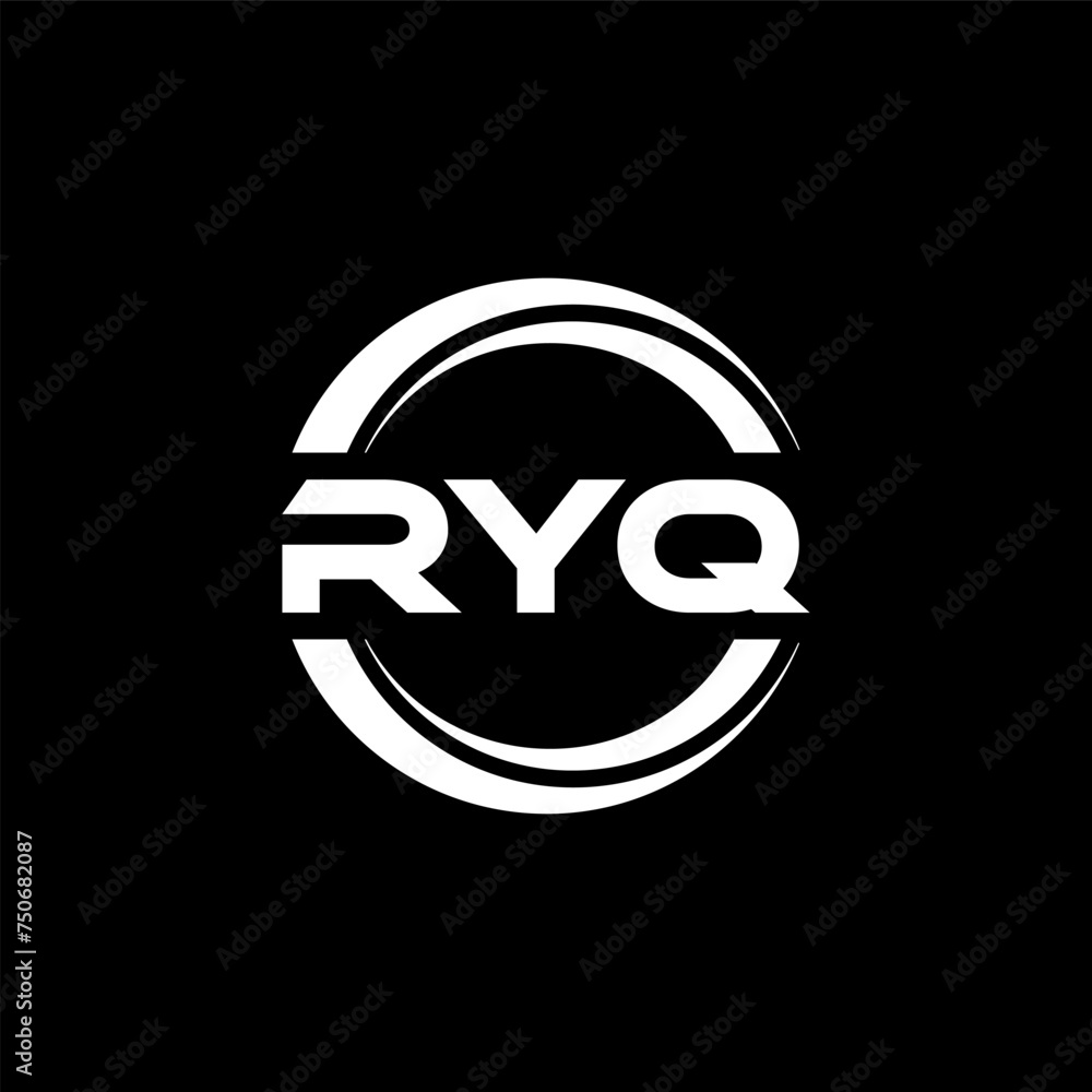 Vecteur Stock RYQ letter logo design with black background in ...