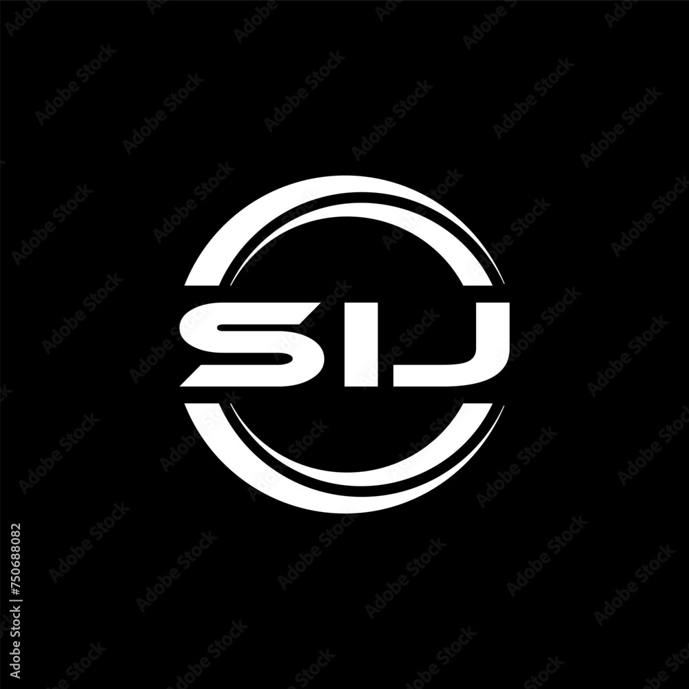 Vecteur Stock SIJ letter logo design with black background in ...