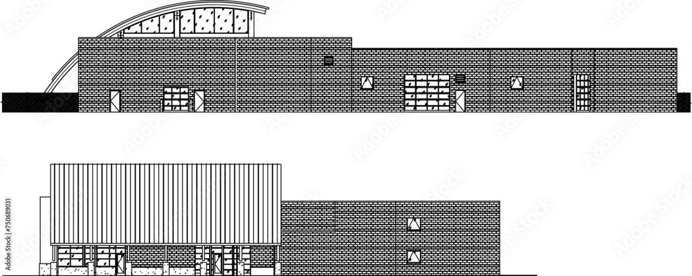 Vector sketch illustration of architectural engineering drawing design ...