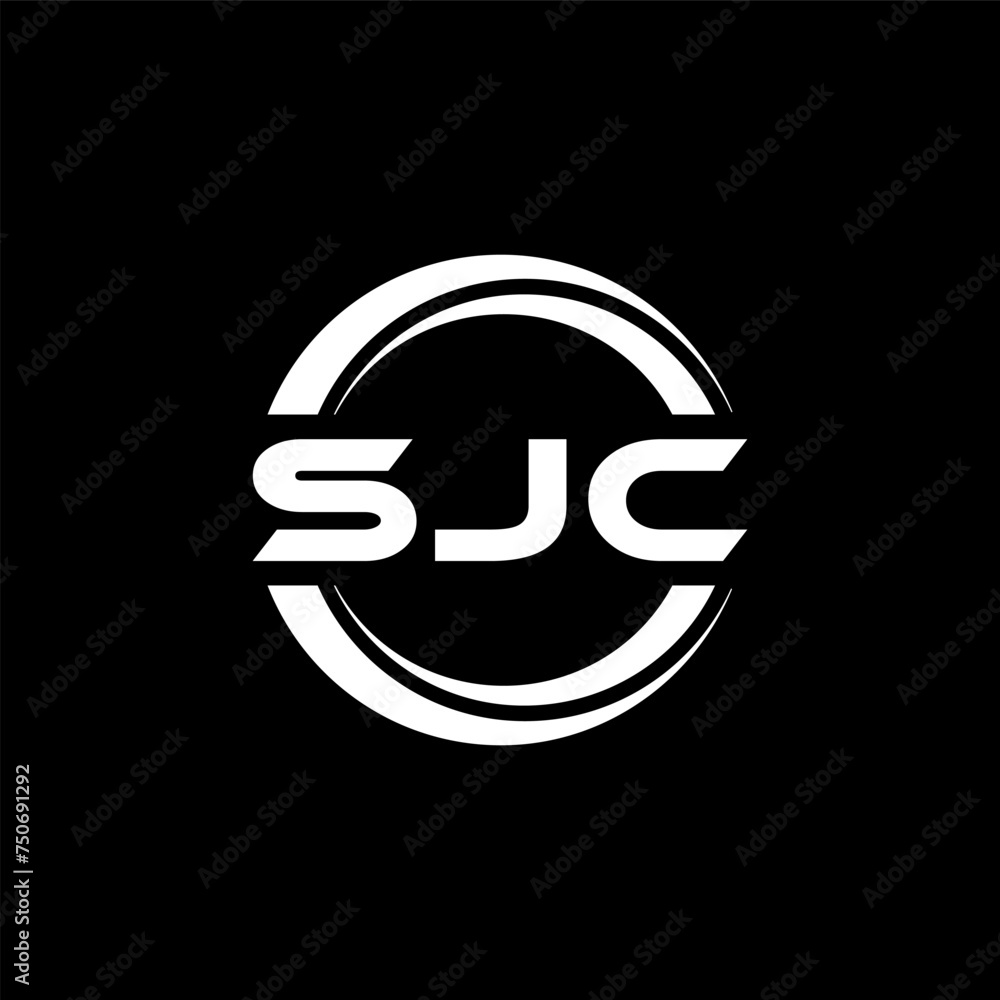 SJC letter logo design with black background in illustrator, vector ...