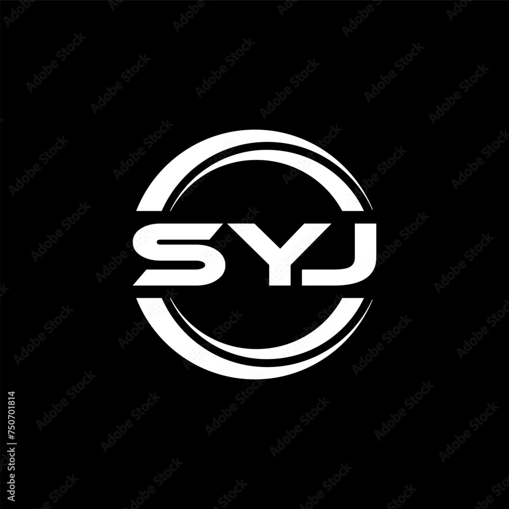 SYJ letter logo design with black background in illustrator, vector ...