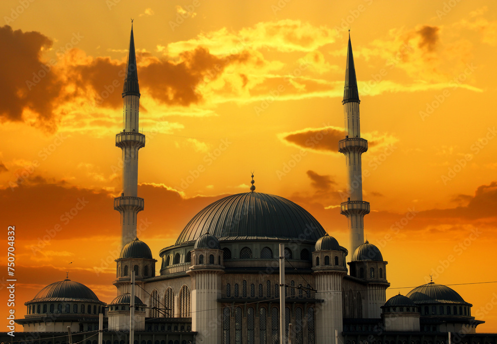 View of Taksim Mosque with its wonderful architecture in Taksim Square ...