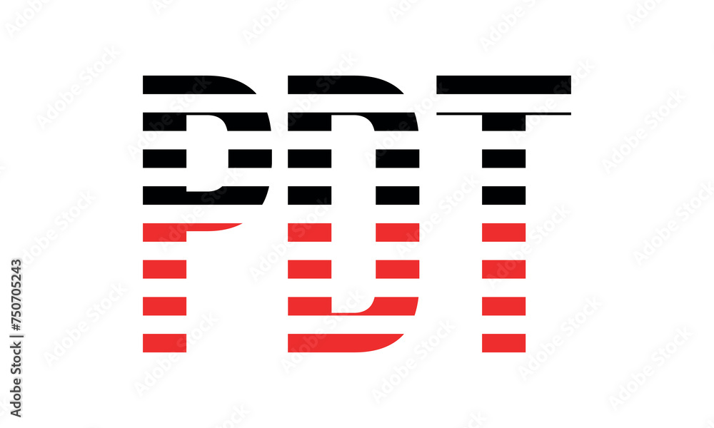PDT three initial letter iconic line negative space minimal logo design ...