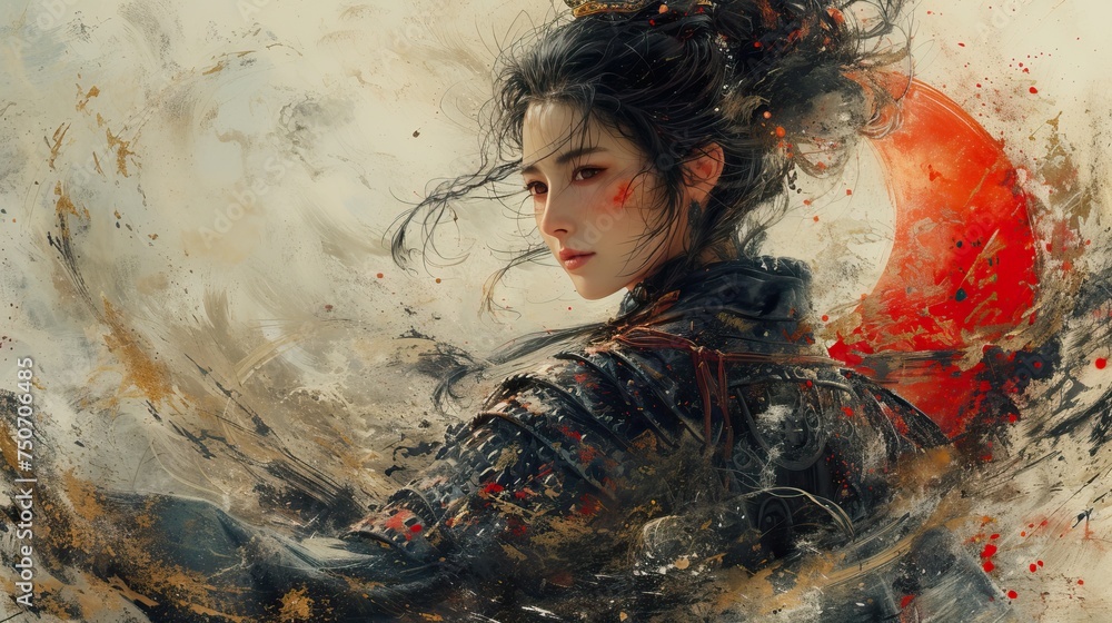 A samurai Tomoe Gozen Samurai beautiful Japanese military woman knight ...