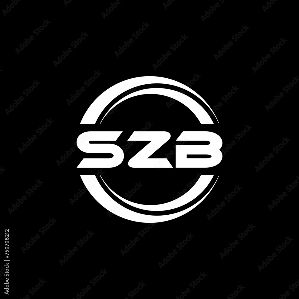 SZB letter logo design with black background in illustrator, vector ...