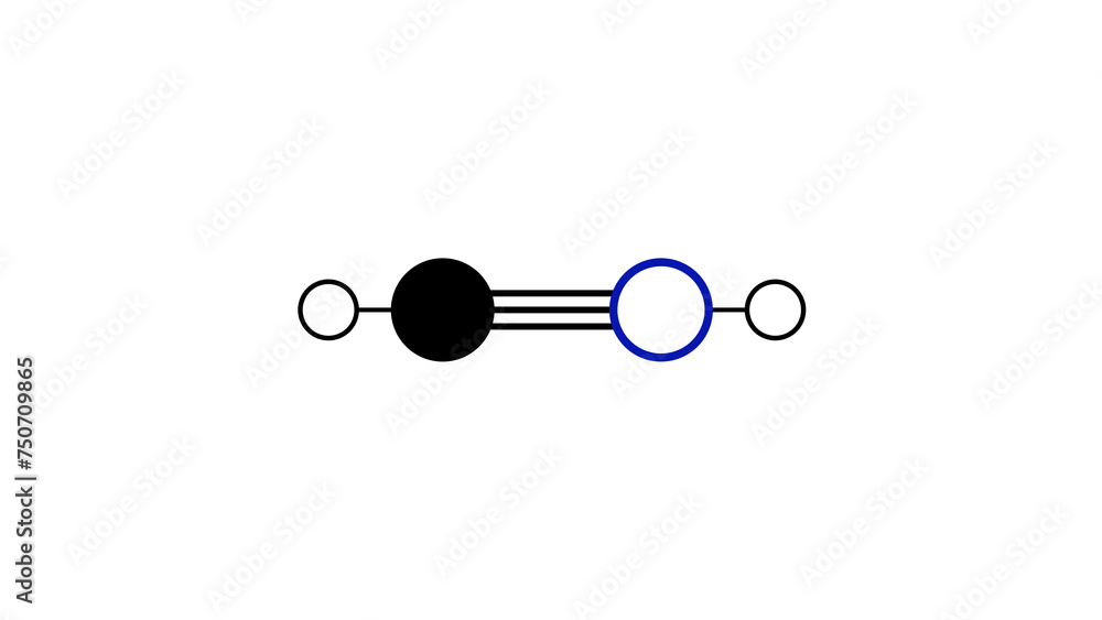 Protonated Hydrogen Cyanide Molecule Structural Chemical Formula Ball And Stick Model