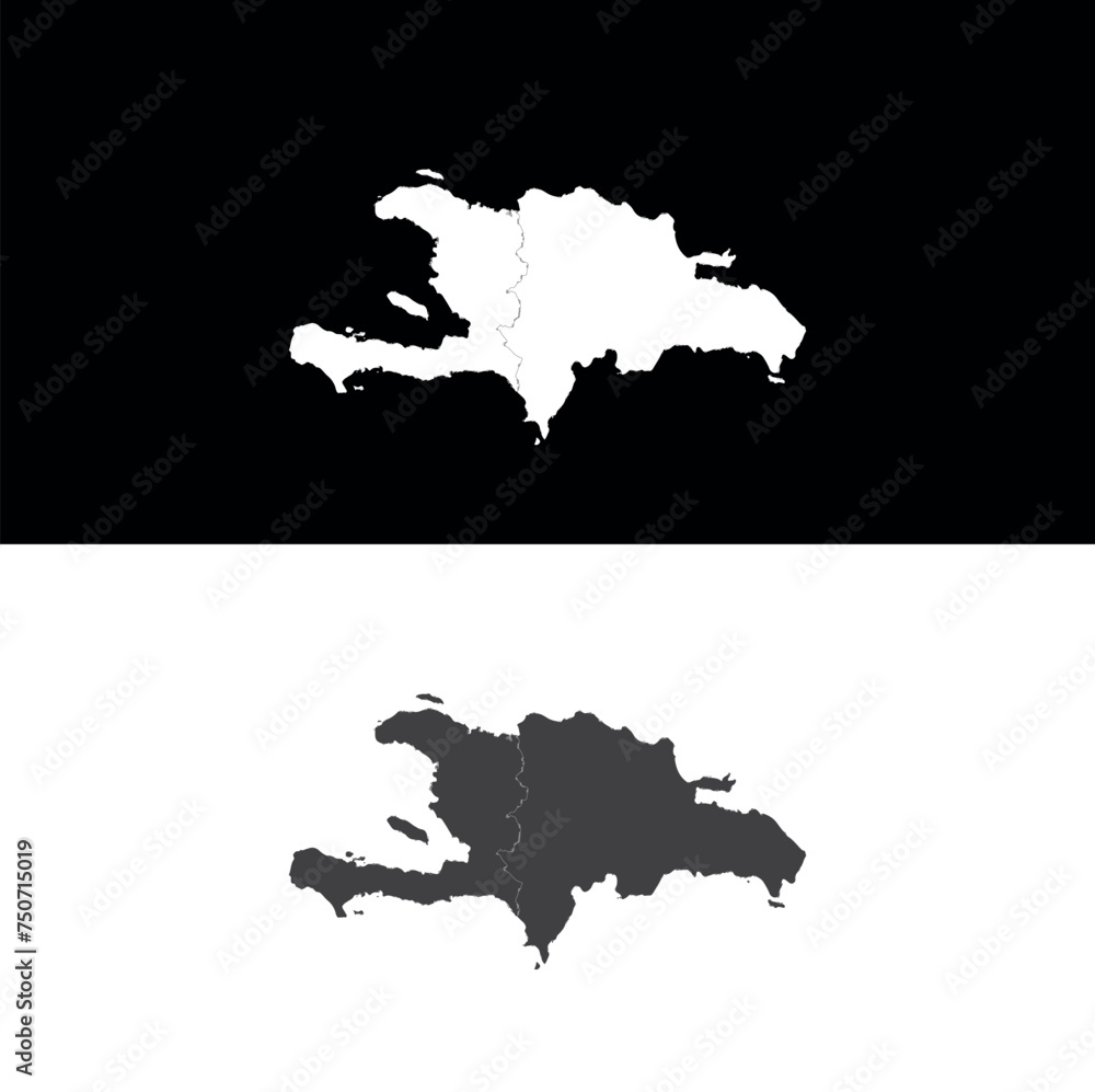 Hispaniola political map, also San Domingo. Haiti and Dominican ...