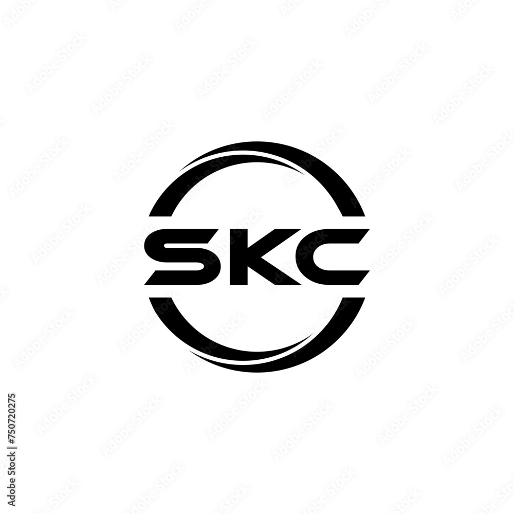 SKC letter logo design with white background in illustrator, cube logo ...