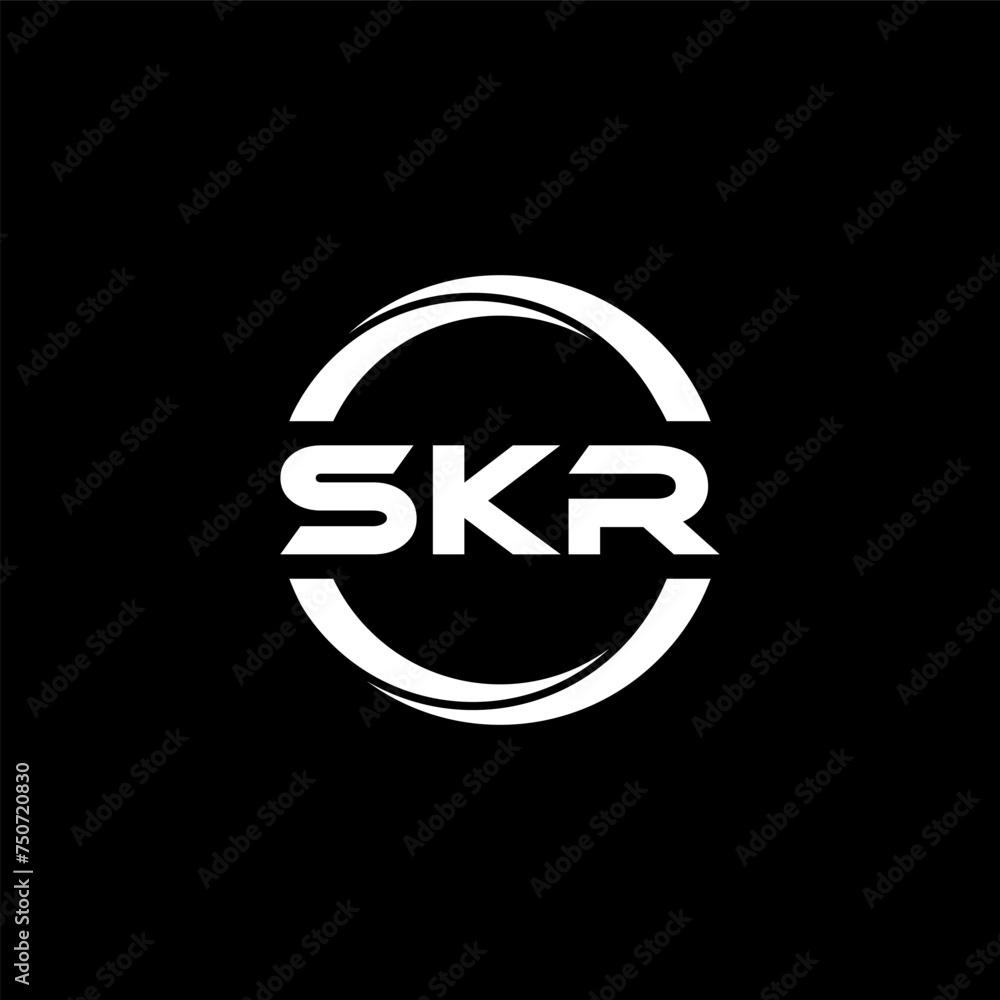 SKR letter logo design with black background in illustrator, cube logo ...