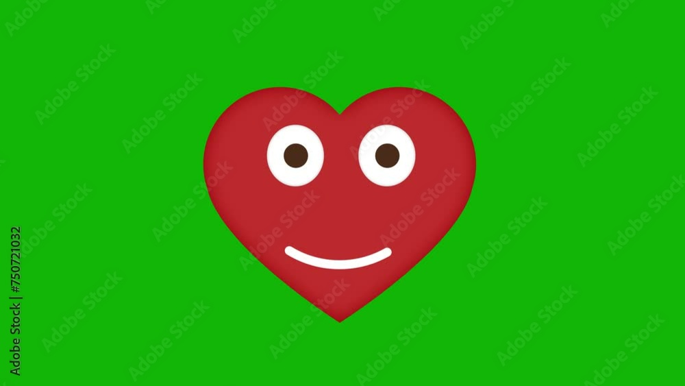 Emoji Happy-Heart Animated Icon - 4K Animation on Green Screen ...