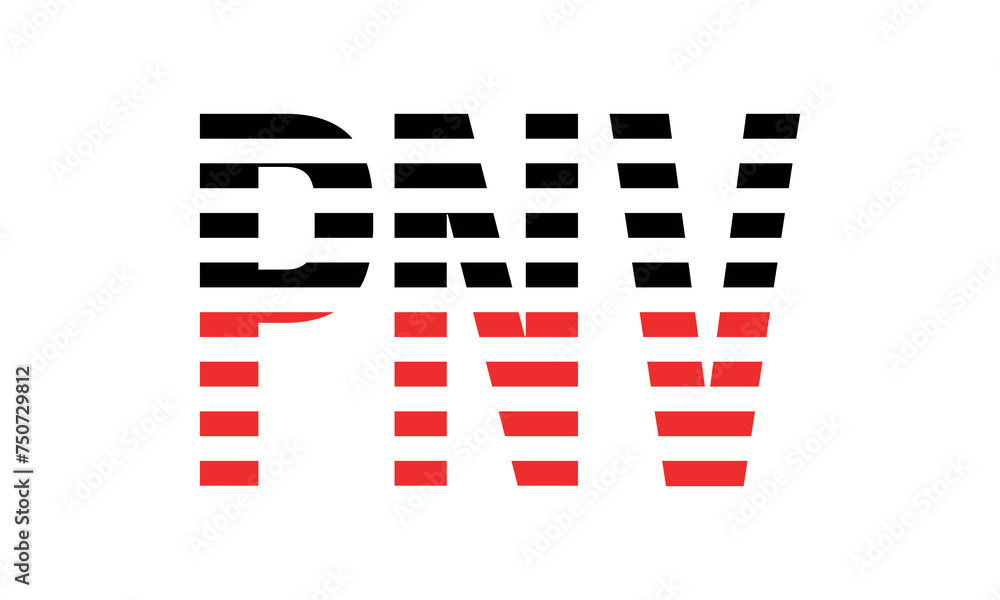 PNV three initial letter iconic line negative space minimal logo design ...