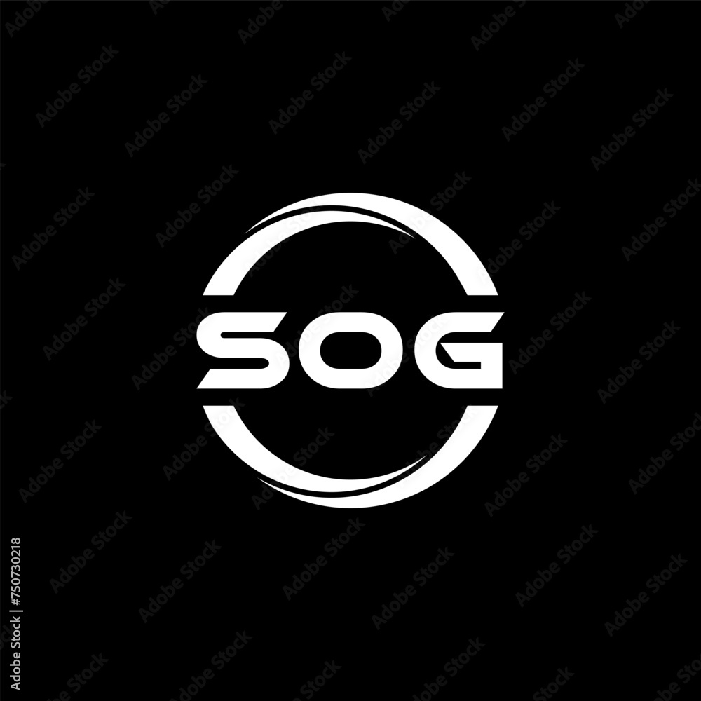 SOG letter logo design with black background in illustrator, cube logo ...