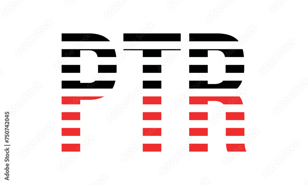 PTR three initial letter iconic line negative space minimal logo design ...