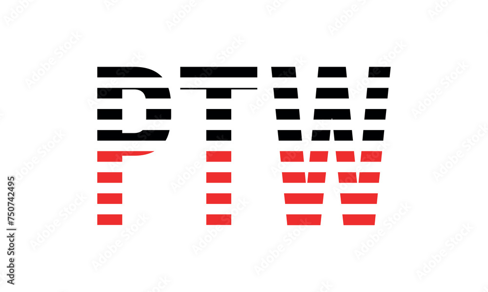 PTW three initial letter iconic line negative space minimal logo design ...