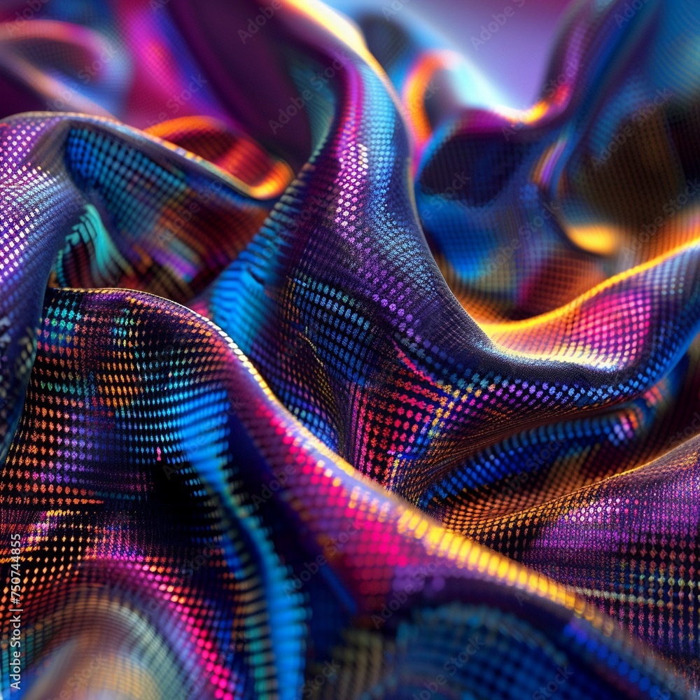 Futuristic fabric textures with nanotechnology changing colors and ...