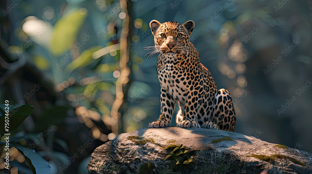Foto de African leopard female pose in beautiful evening light. Amazing ...