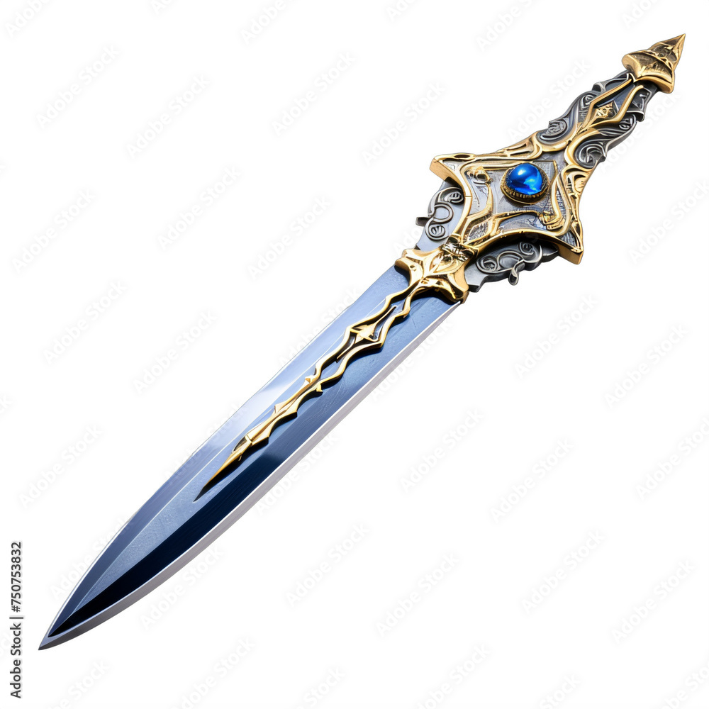 majestic sword with blue and gold handle on a transparent background ...