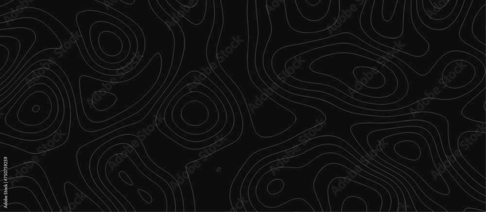 Abstract outline topographic contour map background. Dark texture ...