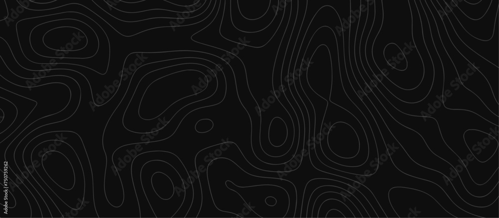 Abstract outline topographic contour map background. Dark texture ...