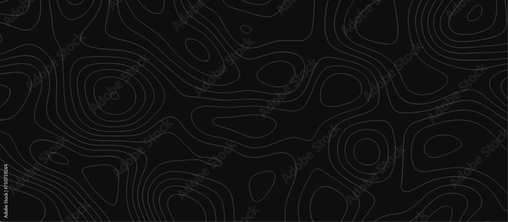 Abstract outline topographic contour map background. Dark texture ...