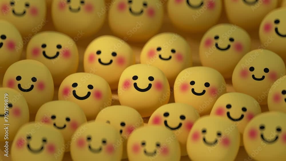 Lots of happy smiley faces are jumping. Animated emoticons are unique ...