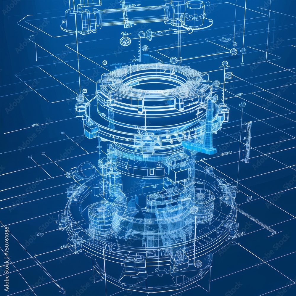 Blueprint finite element analysis. Blueprint of an engine, Von Mises ...