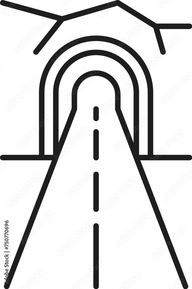Road line icon, highway street with tunnel route, vector traffic ...