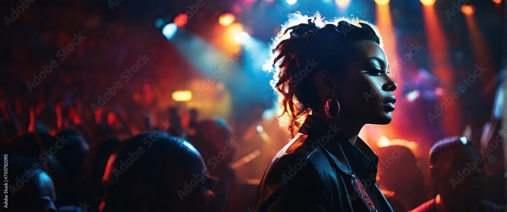 The Portrait in a silhouette double exposure. The Concert, a musician ...