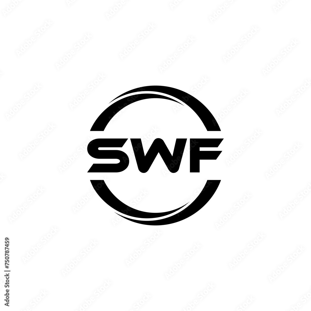 SWF letter logo design with white background in illustrator, cube logo ...