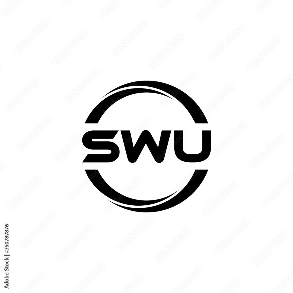 SWU letter logo design with white background in illustrator, cube logo ...