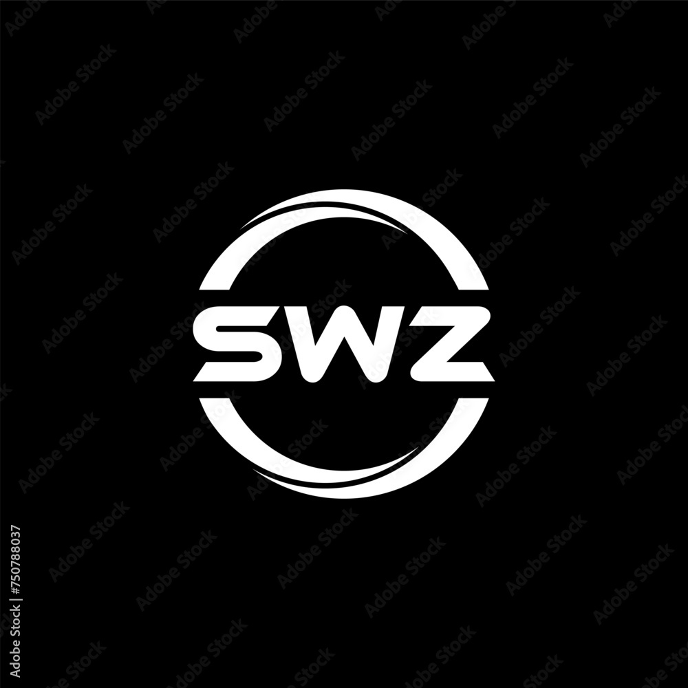 SWZ letter logo design with black background in illustrator, cube logo ...