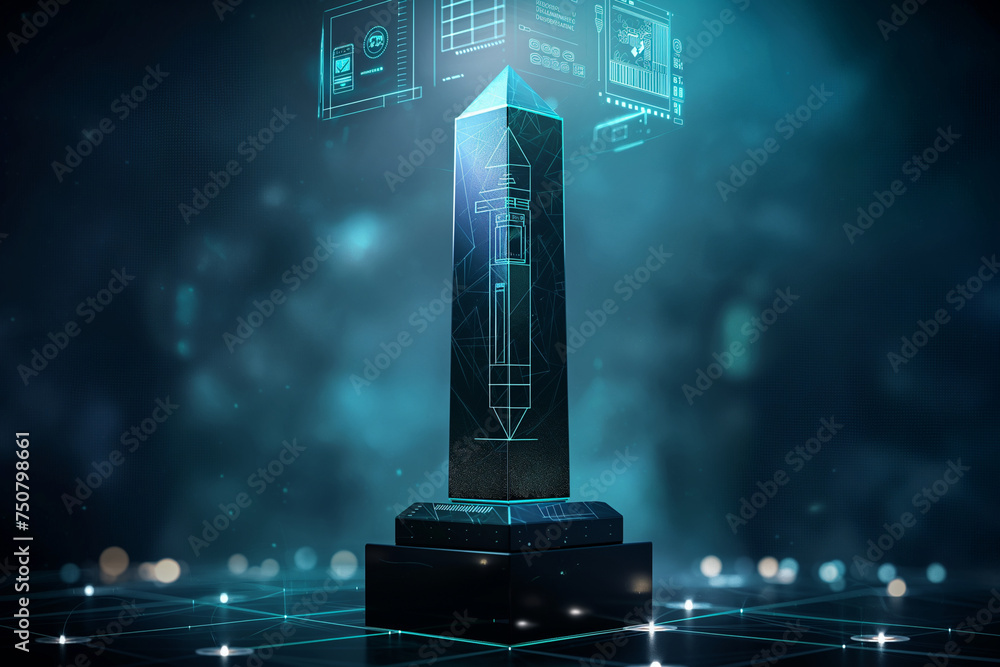 Artificial Intelligence concept, hologram. AI, machine learning, neural network, robotics ...