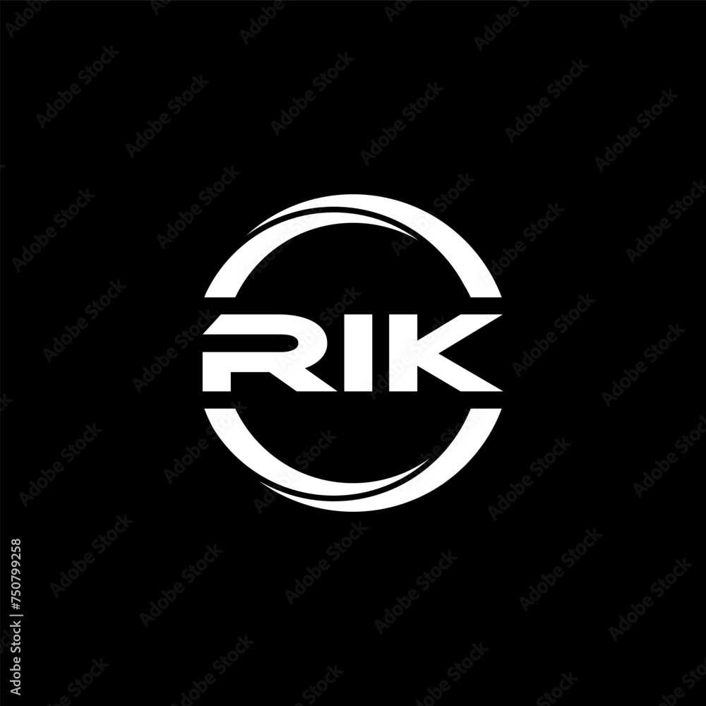 RIK letter logo design with black background in illustrator, cube logo ...