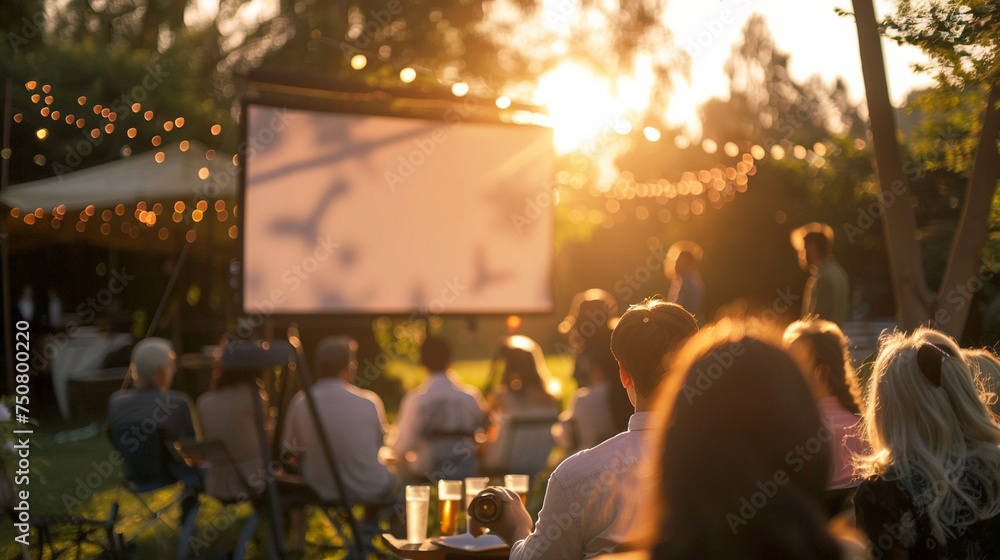 Business people at an outdoor retreat, participating in a workshop with ...