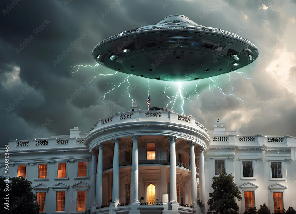 UAP, UFO Striking Whitehouse with Electric Currents, created with ...